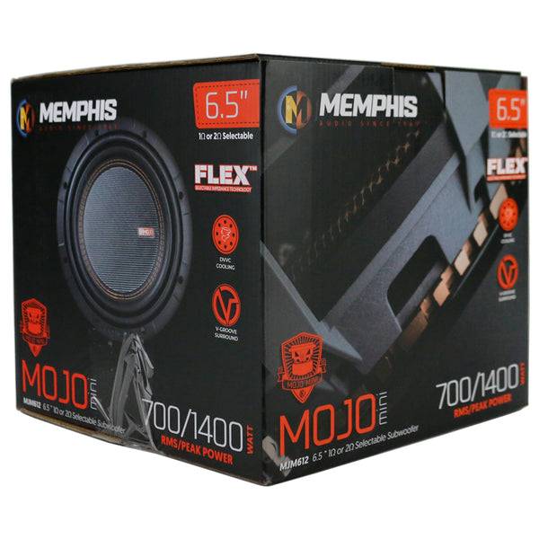 Memphis Audio MJM612 MOJO Mini 6-1/2" Selectable 1-Ohm / 2-Ohm Car ...